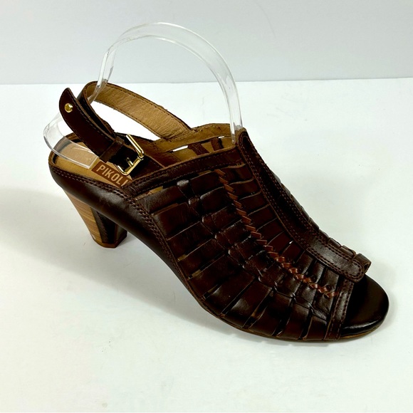 PIKOLINOS | Shoes | Pikolinos Brown Leather Peep Toe Sling Back Sandals ...